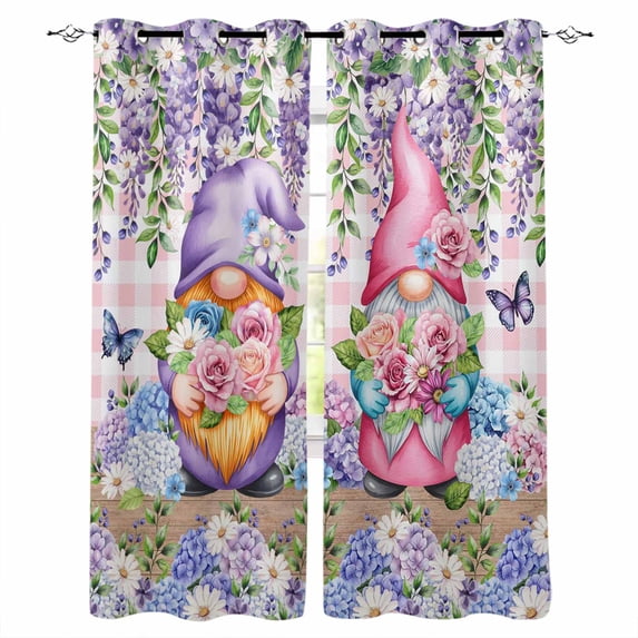 Blue Purple Gnomes Blackout Curtains for Bedroom/Living Room, Thermal ...