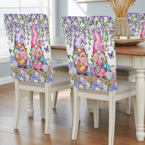 Blue Purple Gnomes Chair Back Covers, Spring Country Hydrangea Flower ...