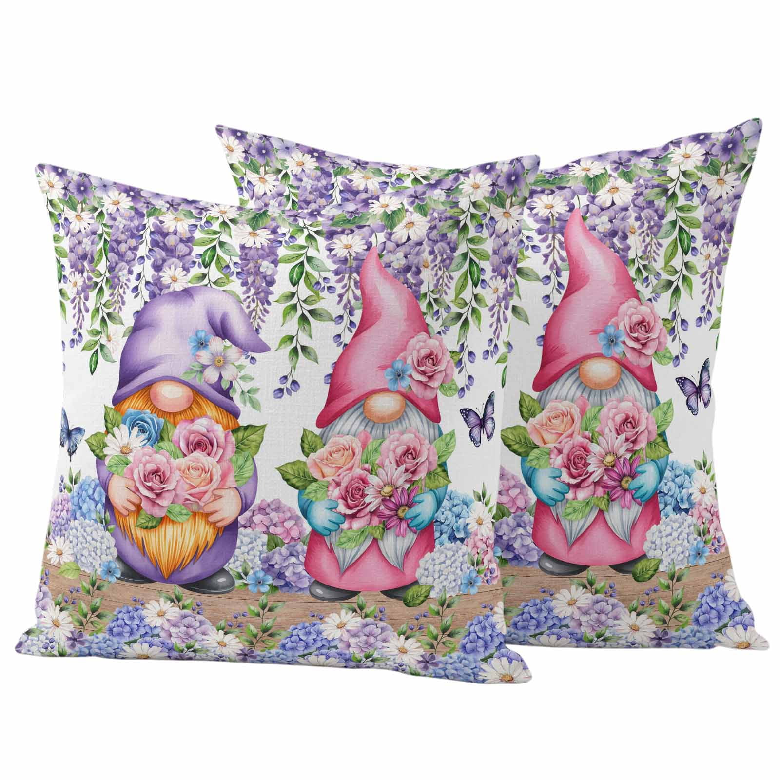 Blue Purple Gnomes Outdoor Pillow Covers 16"x16" Set of 2,Waterproof ...