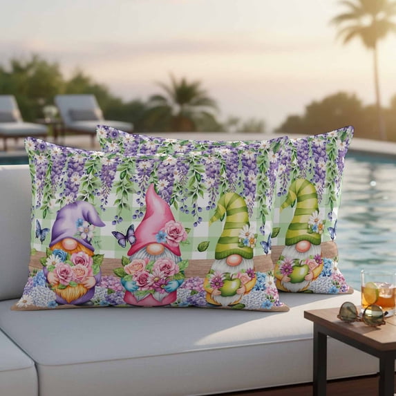 Blue Purple Gnomes Outdoor Pillow Covers 20x12 Inch Lumbar Pillow ...