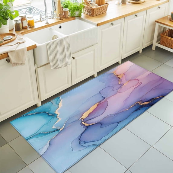 Blue Purple Gradient Marble Texture Rectangle Rug 2'x6' Modern ...