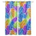 Blue Purple Green Orange Palm Leaf Blackout Curtains for Bedroom/Living ...