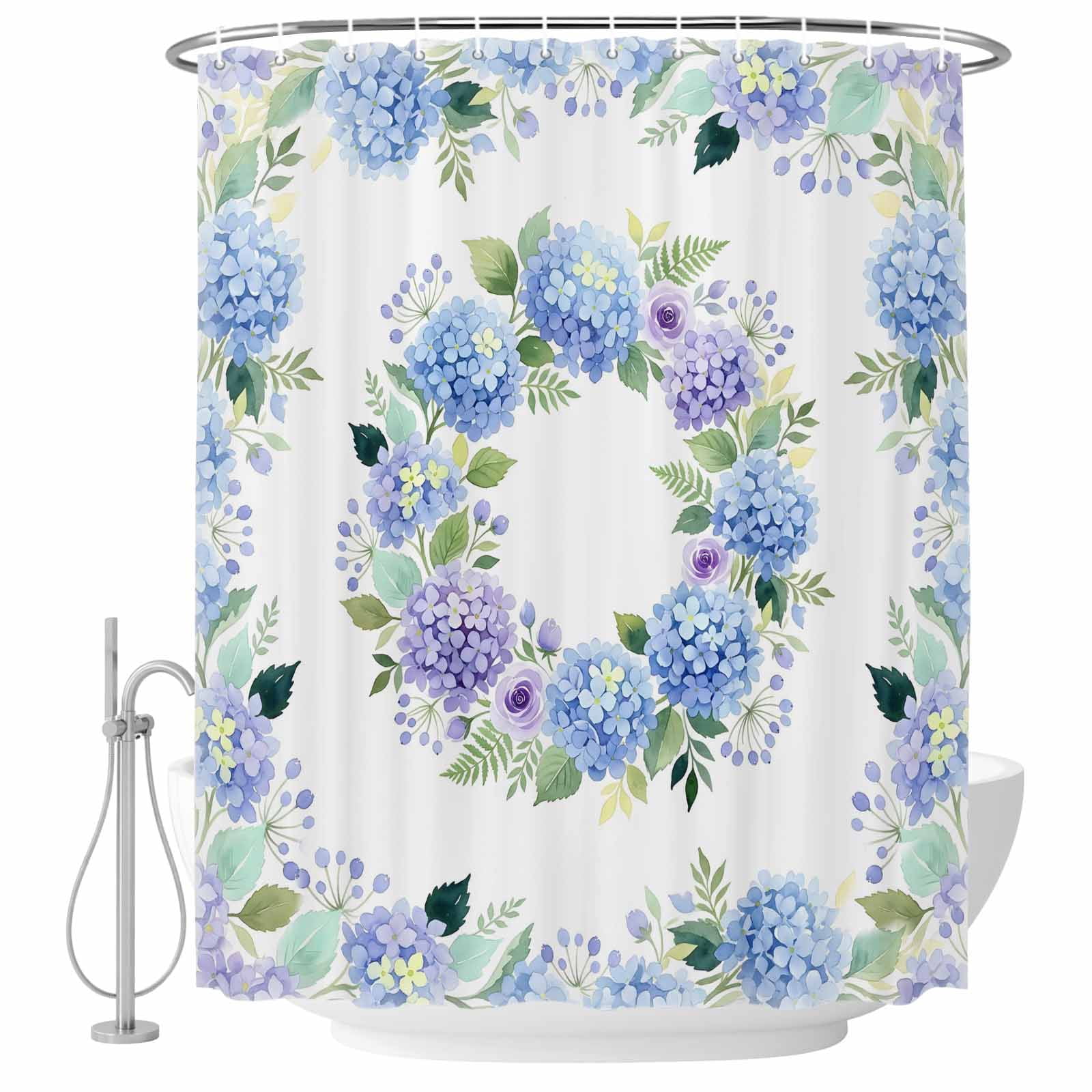 Blue Purple Hydrangea Shower Curtains for Bathroom, Waterproof Fabric ...
