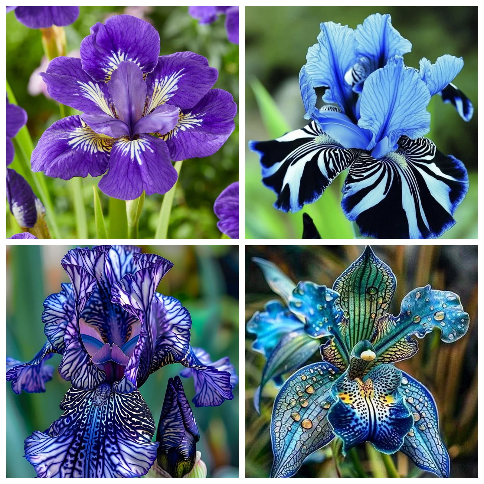 Blue Purple Iris Saplings-(Non-Artificial)-Strong Vitality Easy Grow ...