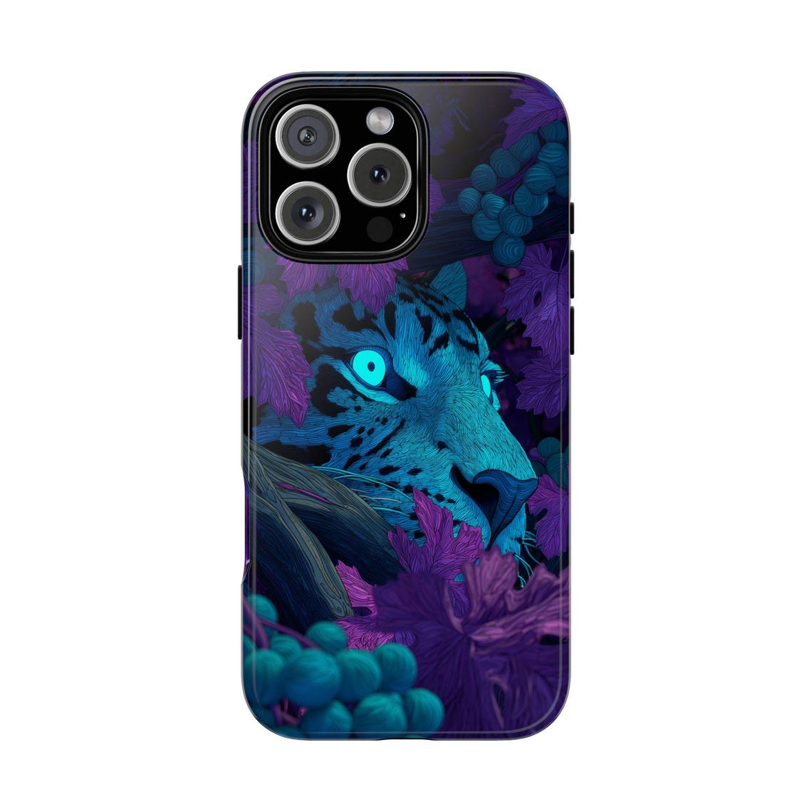 Blue Purple Leopard Vineyard Cat Jungle Wildlife Art Phone Case for ...