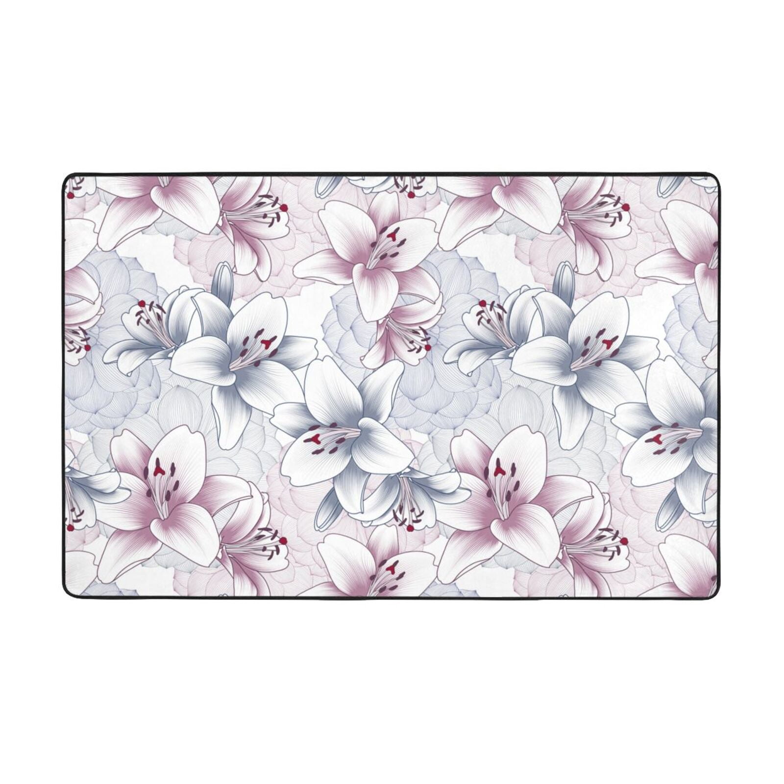 Blue Purple Lilies Flowers Indoor Door Mat, Bedroom Rug & Carpets ...