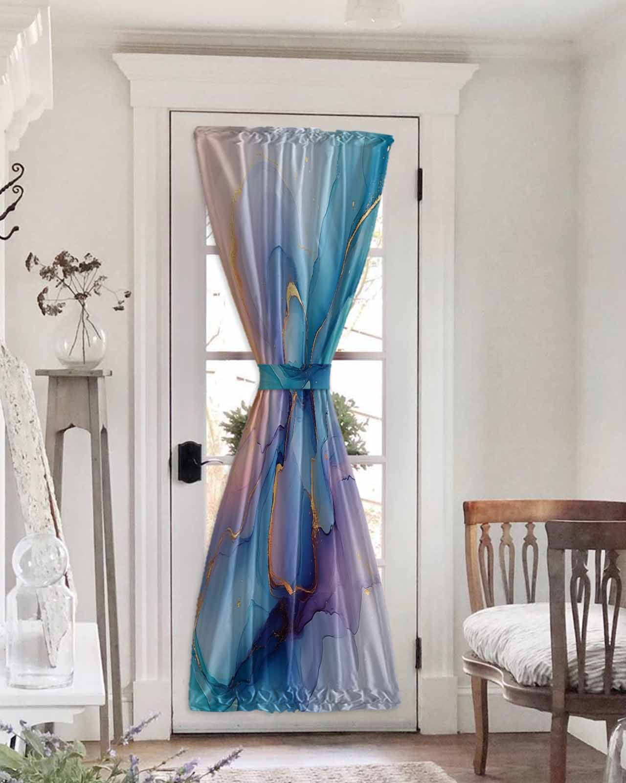 Blue Purple Marble Blackout Curtains French Door Curtains for Door ...