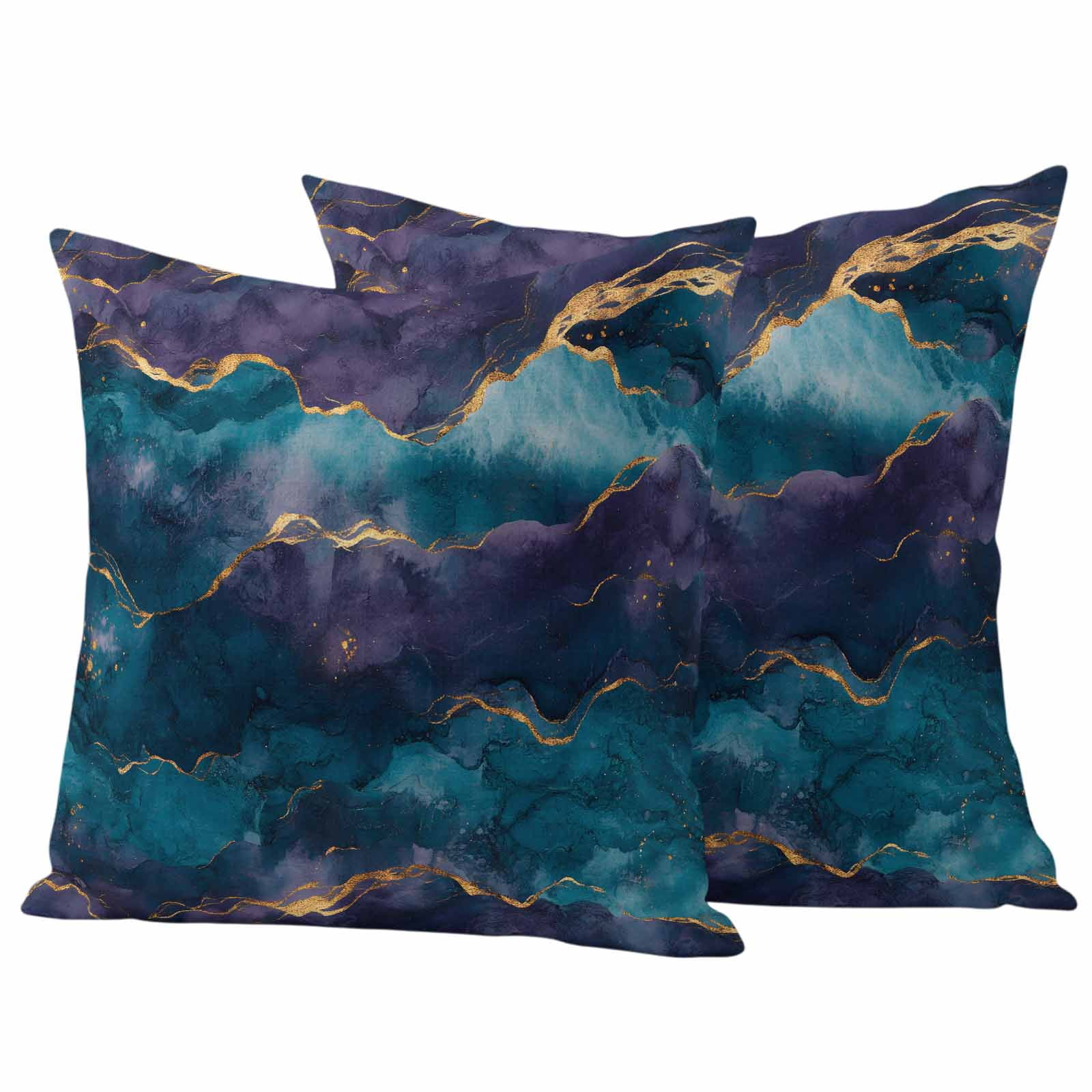 Blue Purple Marble Outdoor Pillow Covers 24"x24" Set of 2,Waterproof ...