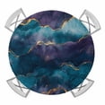 Blue Purple Marble Round Tablecloth for 45-54 Inch Tables,Fitted Table ...