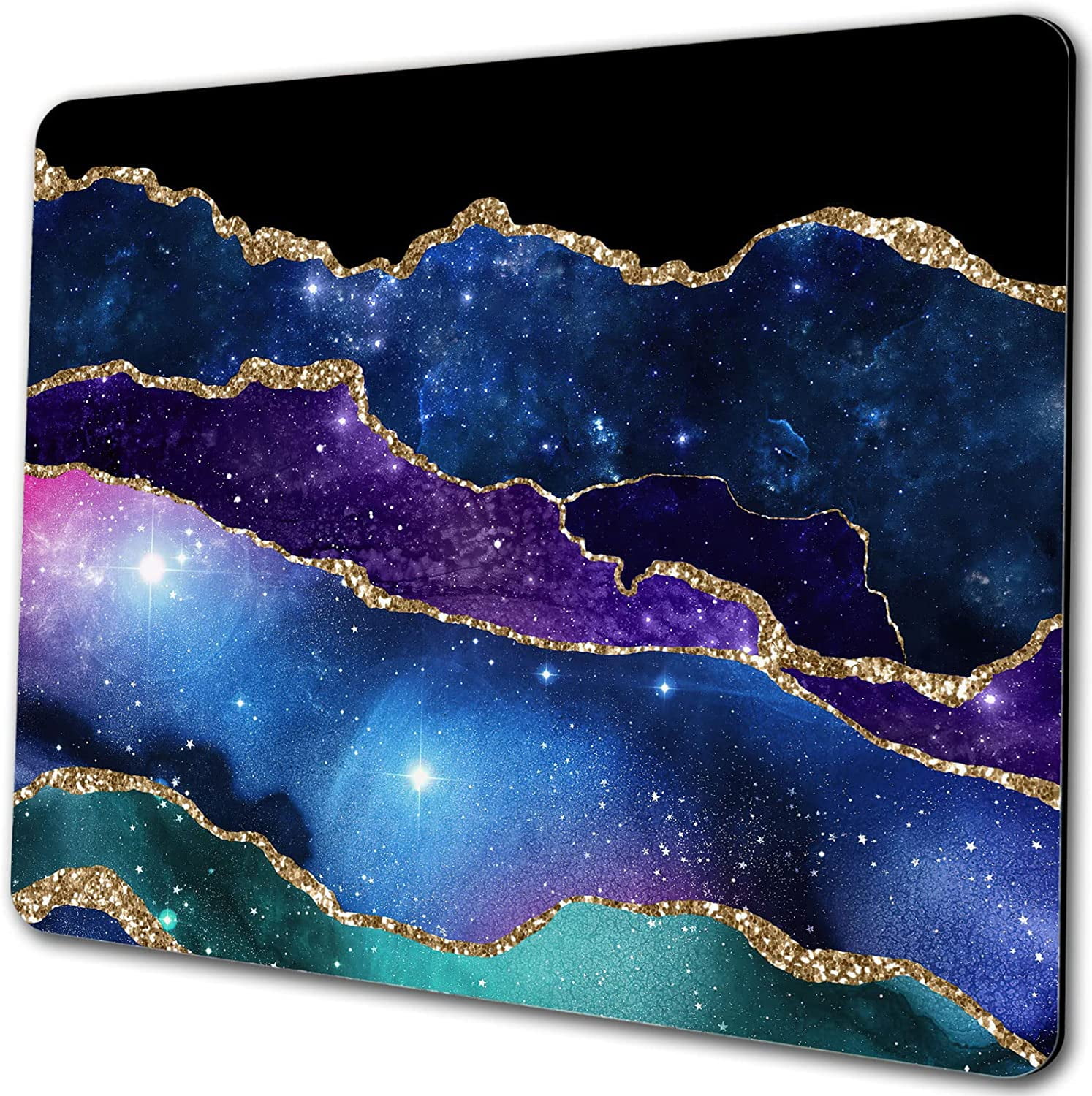 Blue Purple Mouse Pad Galaxy Cool Gold Marble Gaming Mousepad Non-Slip ...