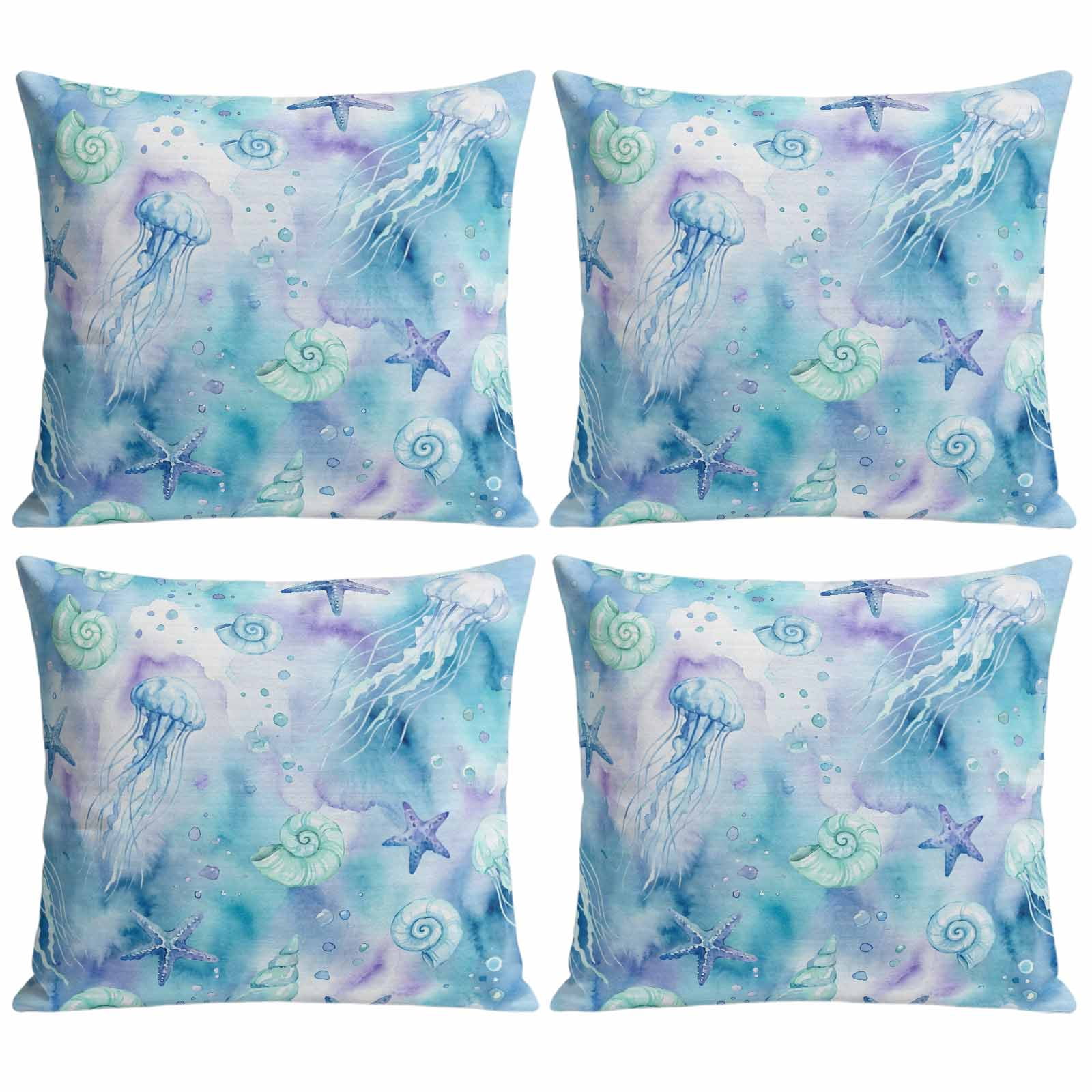 Blue Purple Ocean Throw Pillow Covers 16 x 16 Inch Pillow Covers Set of ...
