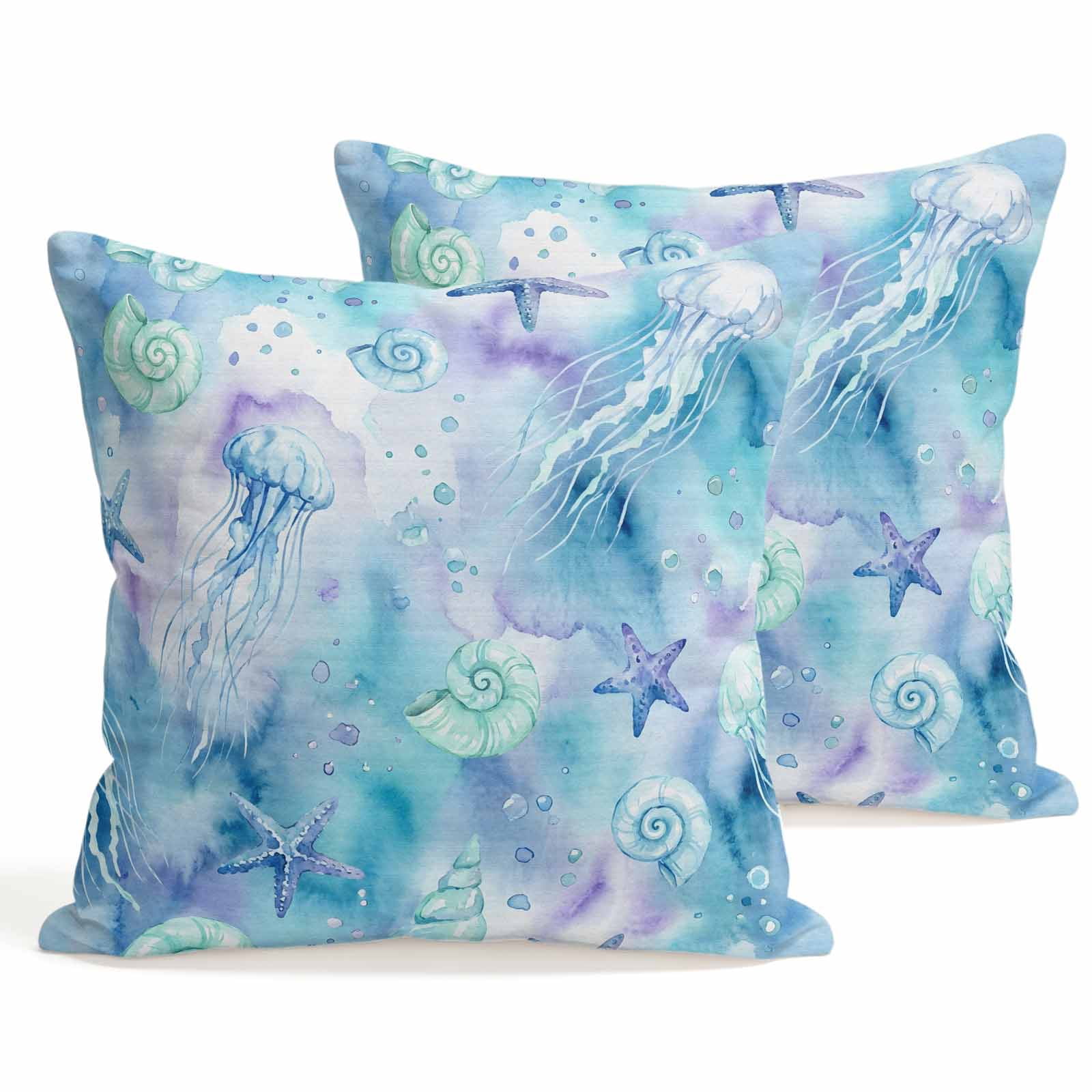 Blue Purple Ocean Throw Pillow Covers 18 x 18 Inch Pillow Covers Set of ...