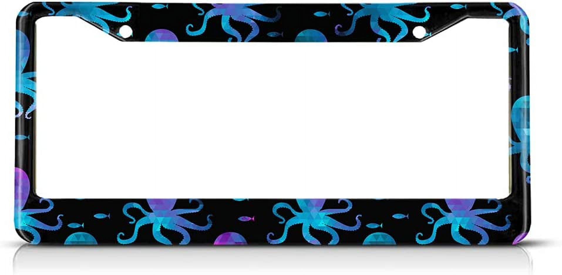 Blue Purple Octopus License Plate Frame Auto Tag Frames Funny Animal ...