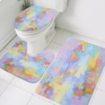 Blue Purple Oil Painting Bathroom Rugs Set Abstarct Blue Yellow Swashes ...