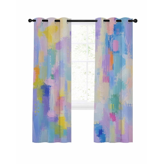 Blue Purple Oil Painting Blackout Curtains for Bedroom Living Room ...