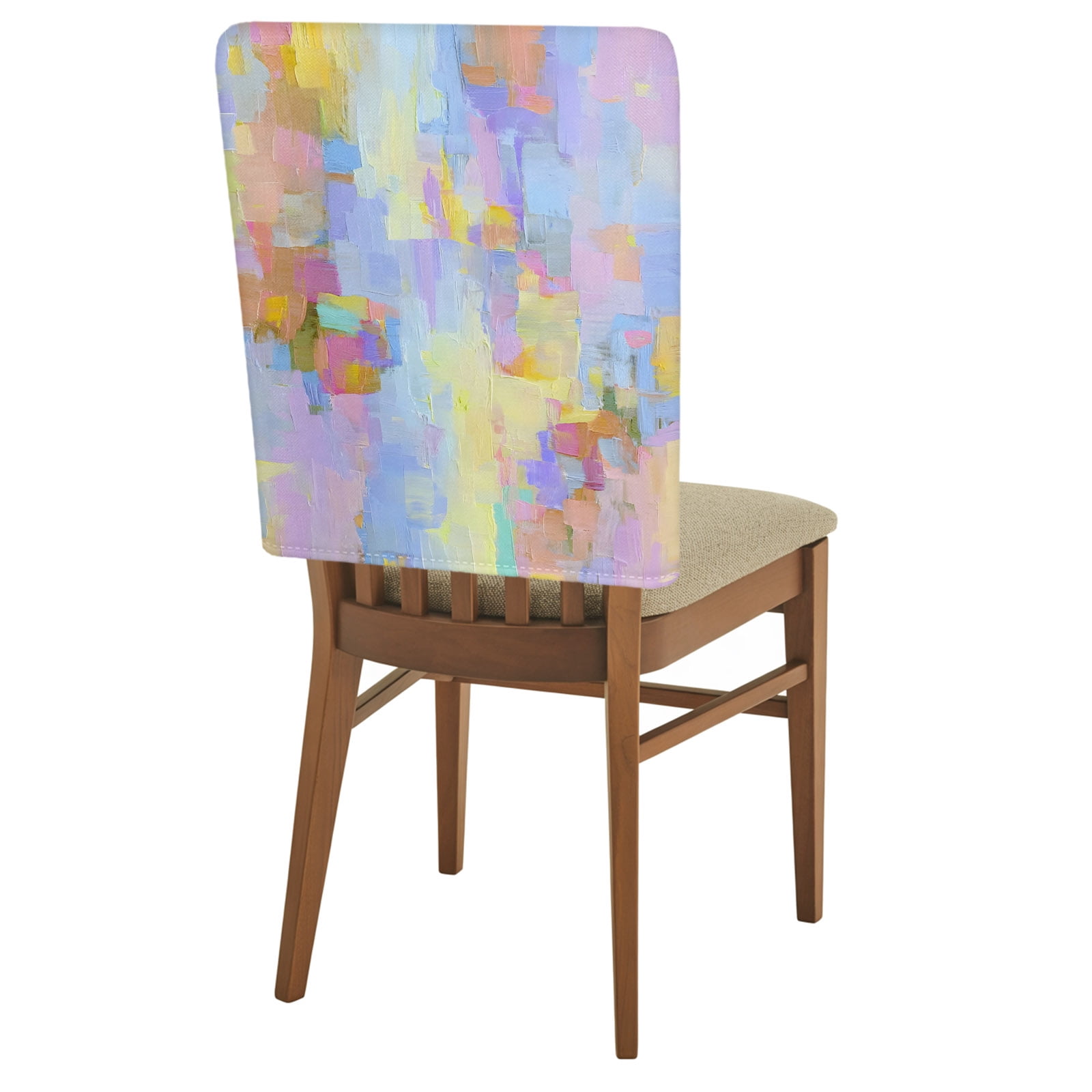 Blue Purple Oil Painting Chair Back Covers Set of 8 Abstarct Blue ...
