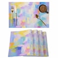 Blue Purple Oil Painting Cotton Linen Placemats Set of 6, Abstarct ...