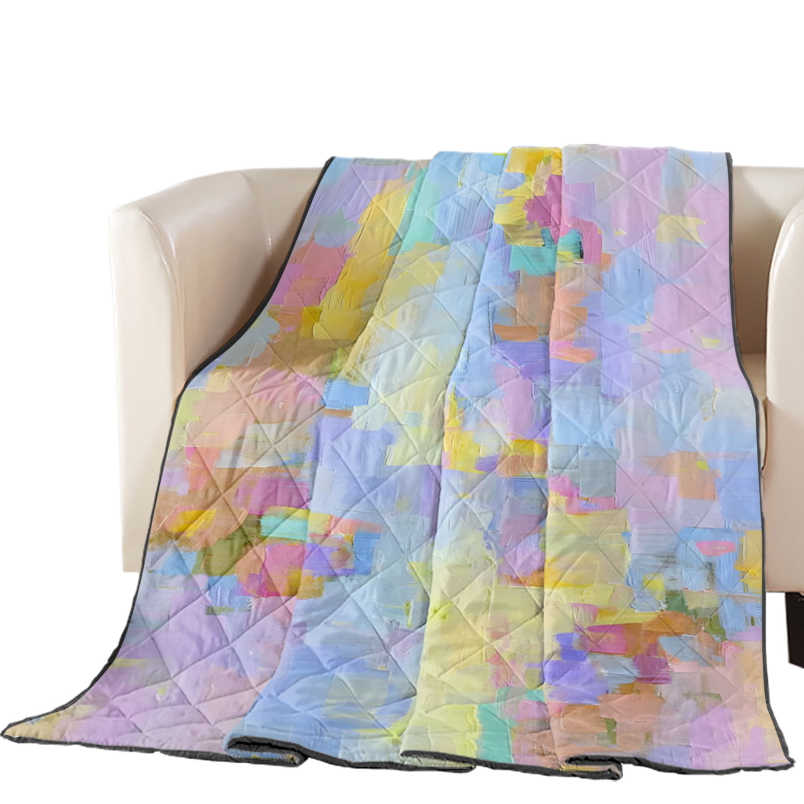 Blue Purple Oil Painting Quilted Comforters Cooling Blanket Queen Size ...