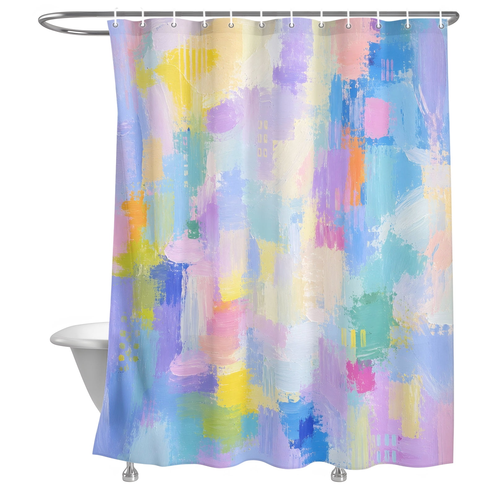 Blue Purple Oil Painting Shower Curtain, Abstarct Gradient Dark Blue ...
