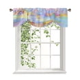 Blue Purple Oil Painting Tie Up Valances Curtain, Abstarct Blue Yellow ...