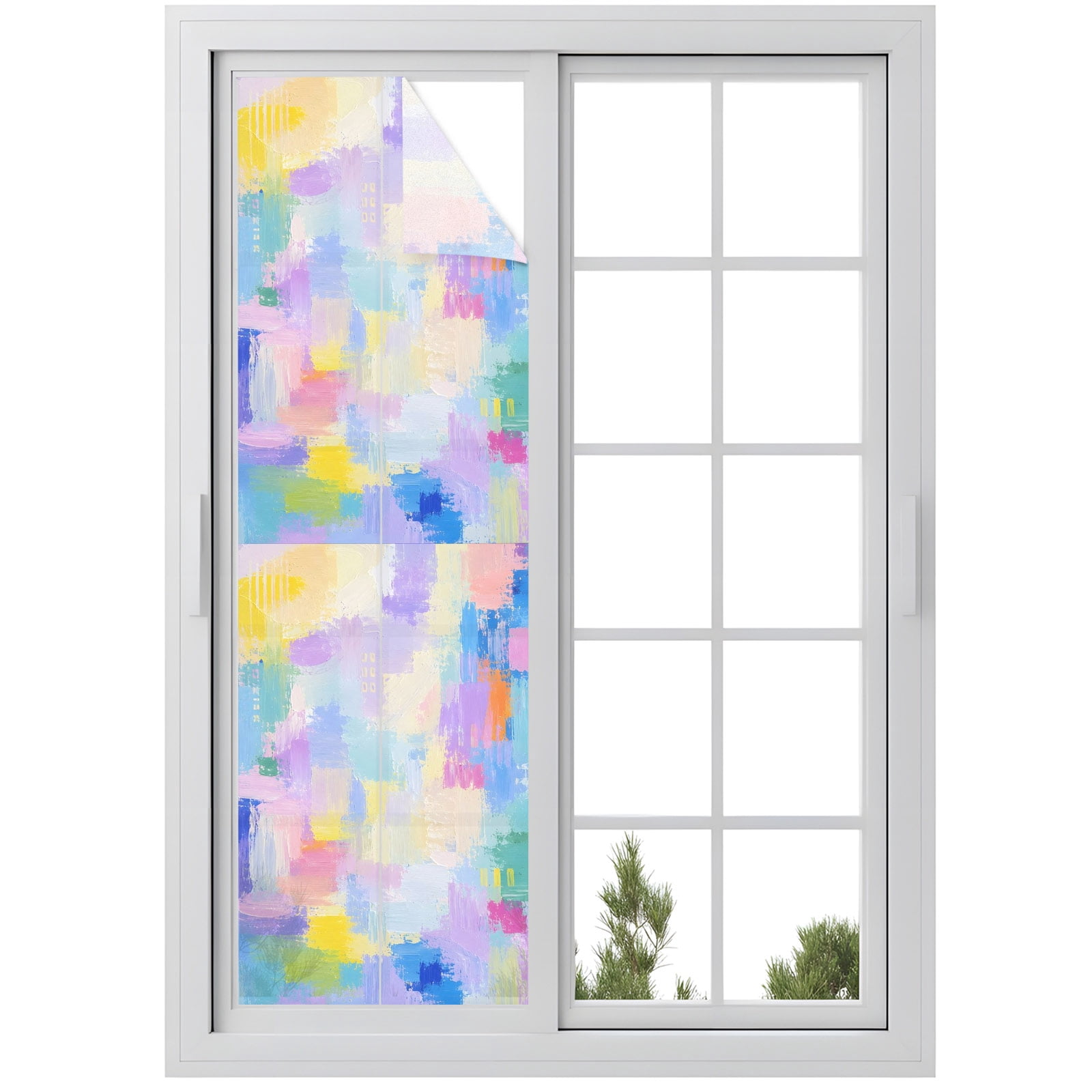 Blue Purple Oil Painting Window Privacy Film, Abstarct Gradient Dark ...
