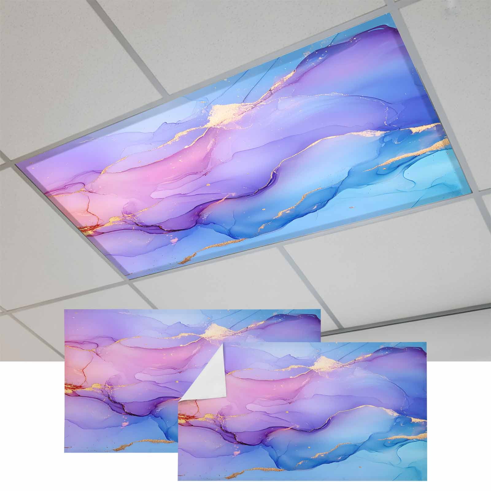 Blue Purple Ombre Magnetic Fluorescent Light Covers for Ceiling Lights ...