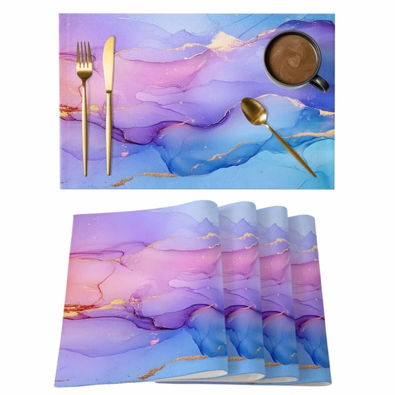 Blue Purple Ombre Placemats Set of 12, Cotton Linen Fabric Place Mats ...