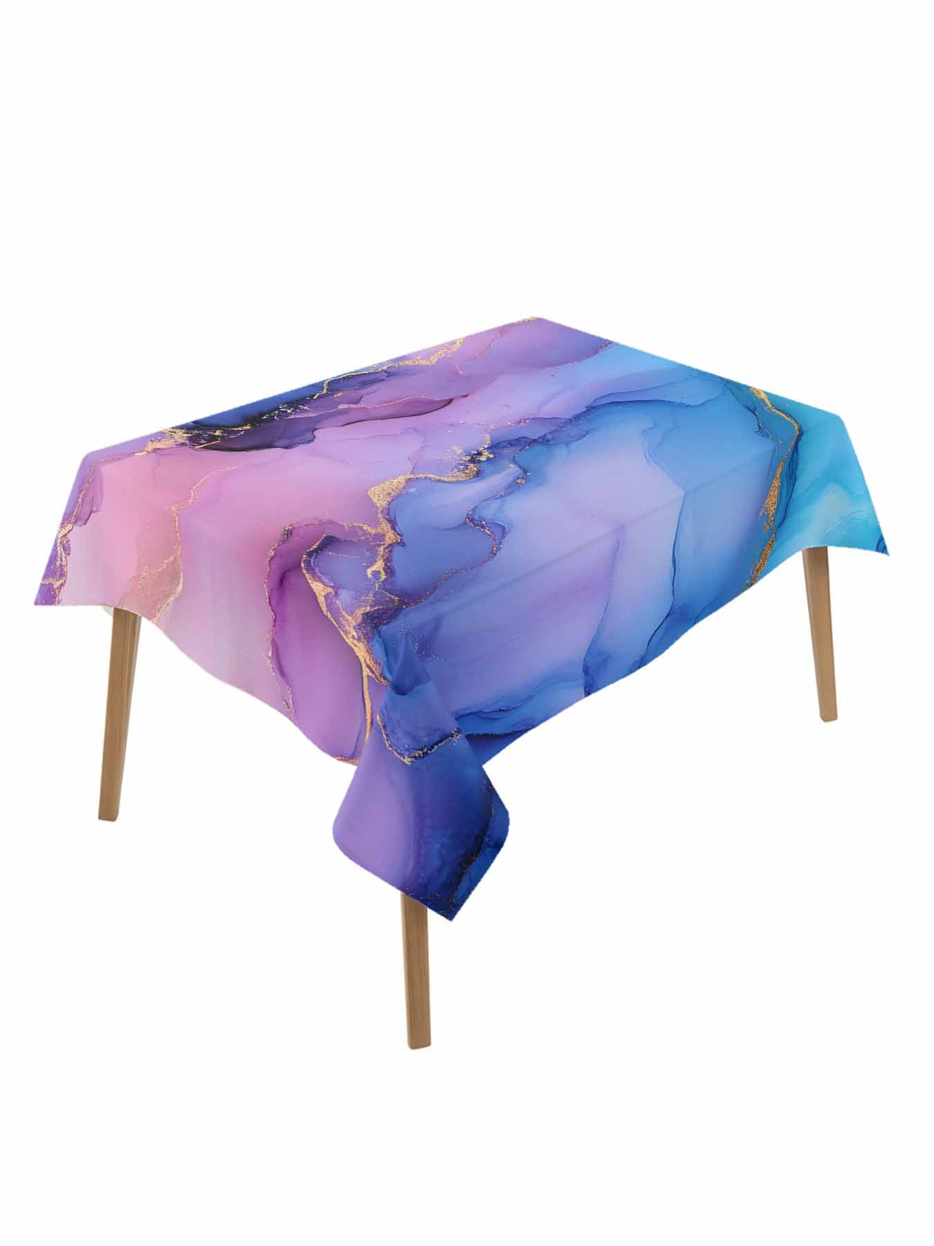 Blue Purple Ombre Table Cloth, Marble Modern Ink Painted Abstract ...