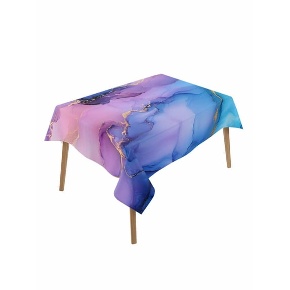 Blue Purple Ombre Table Cloth, Marble Modern Ink Painted Abstract ...