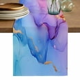 Blue Purple Ombre Table Runner, Marble Abstract Modern Ink Painting ...