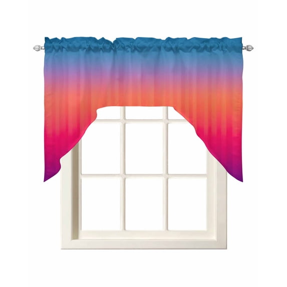 Blue Purple Orange Kitchen Swag Valance for Window, Rod Pocket Short ...