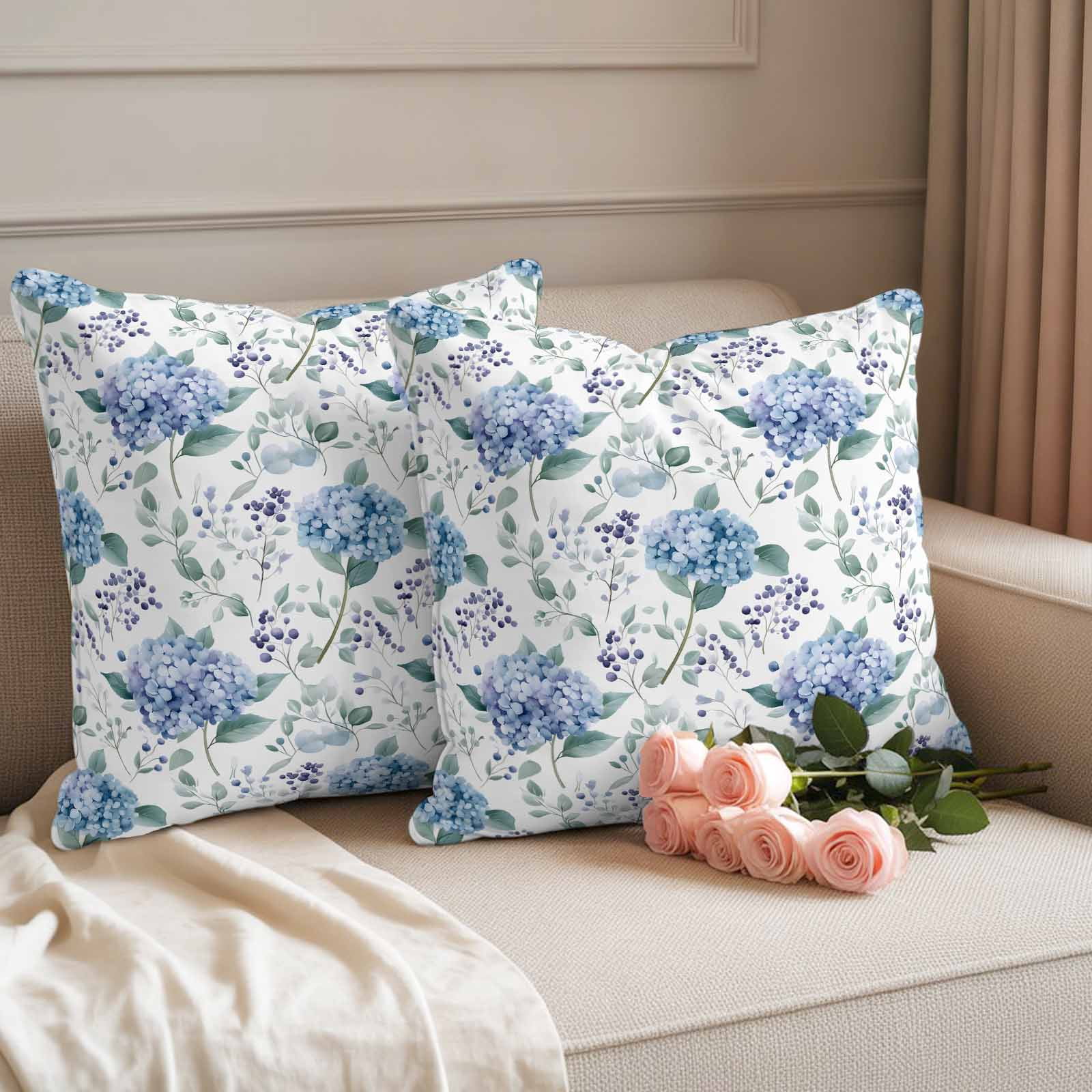 Blue Purple Outdoor Pillow Covers 16"x16" Set of 2 Waterproof Throw ...