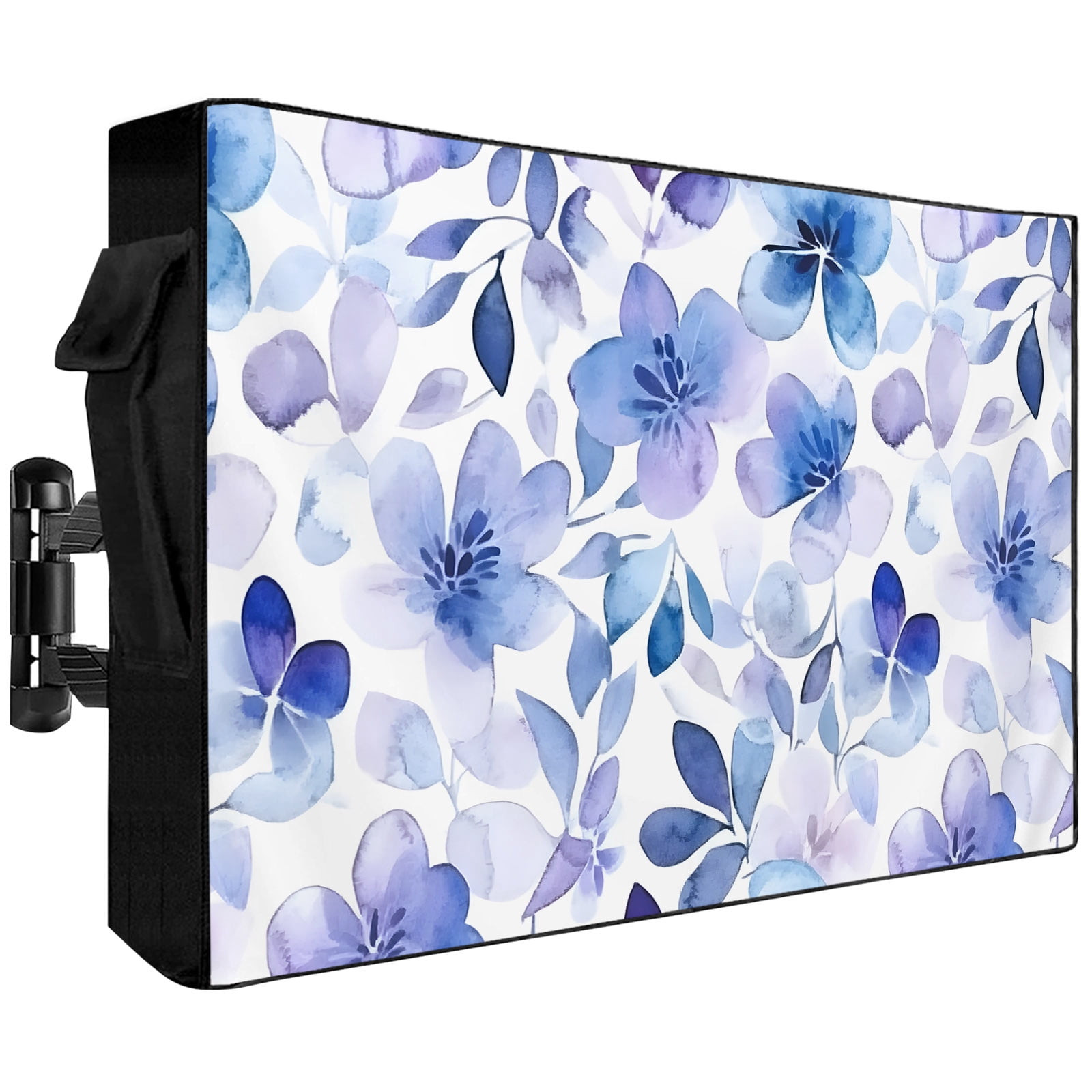 Blue Purple Outdoor TV Cover 52 to 55 inch Pansy Flowers Abstract ...