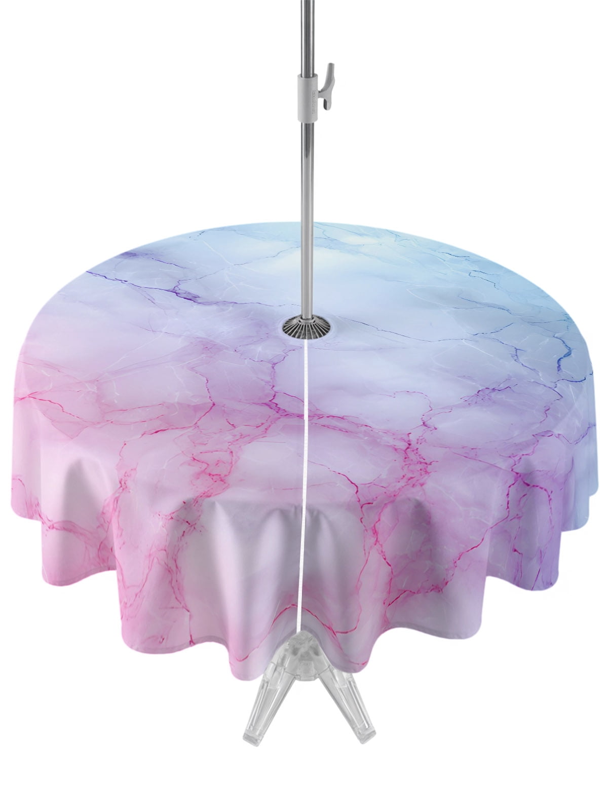 Blue Purple Pink Round Outdoor Tablecloth with Umbrella Hole Marble ...