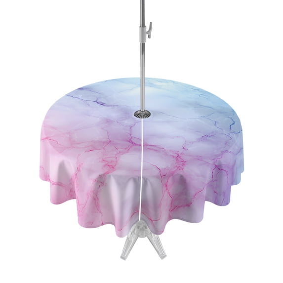 Blue Purple Pink Round Outdoor Tablecloth with Umbrella Hole Marble ...