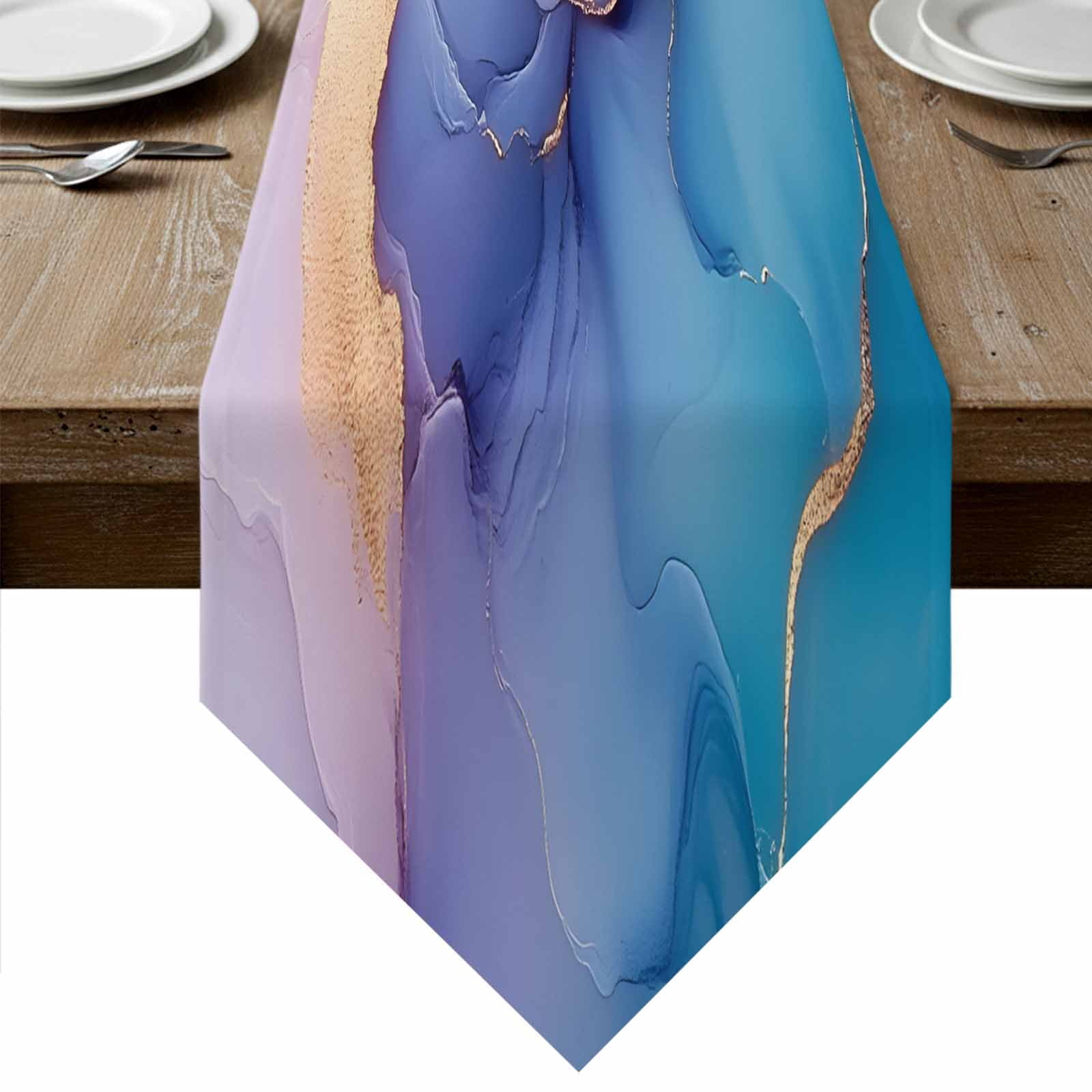 Blue Purple Pink Table Runner Linen Burlap Table Runner 72 Inches Long ...