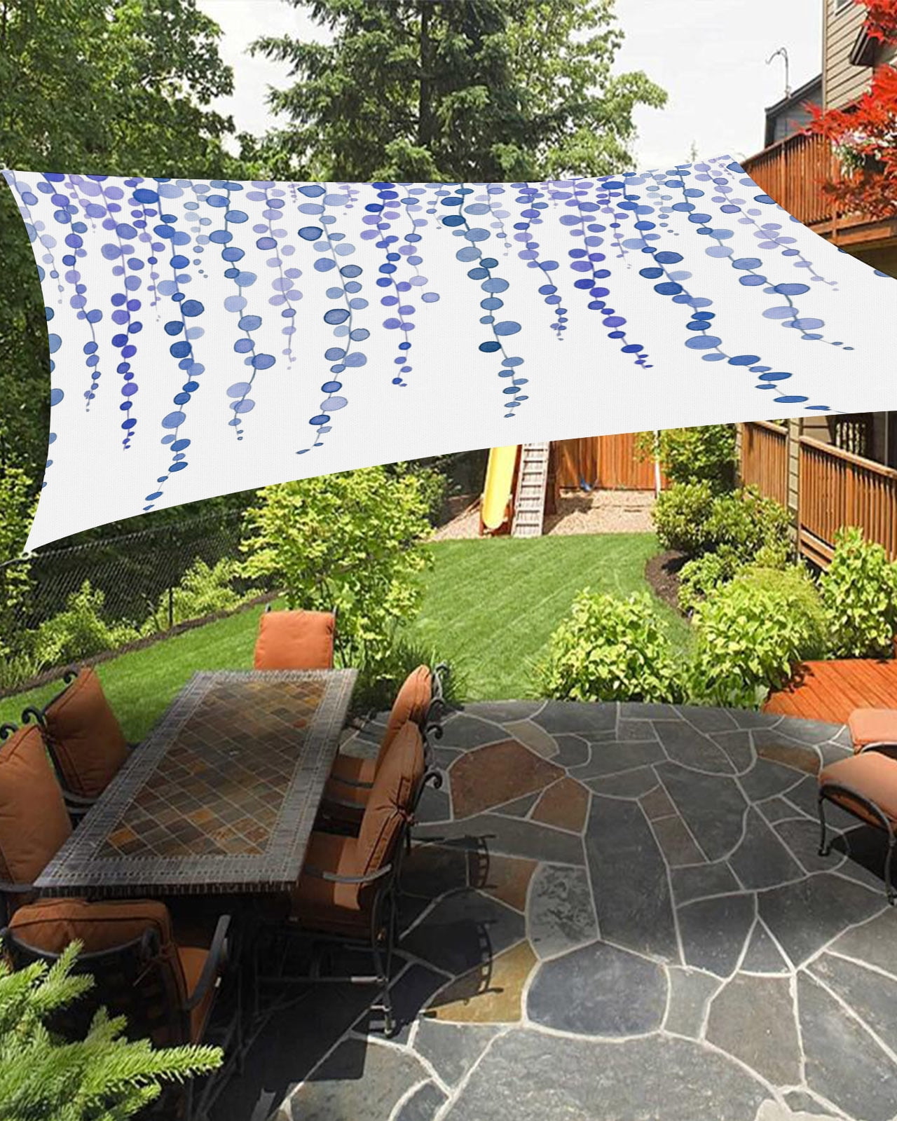 Blue Purple Polka Dot Sun Shade Sail 8'X10' Watercolor Teal Blue ...