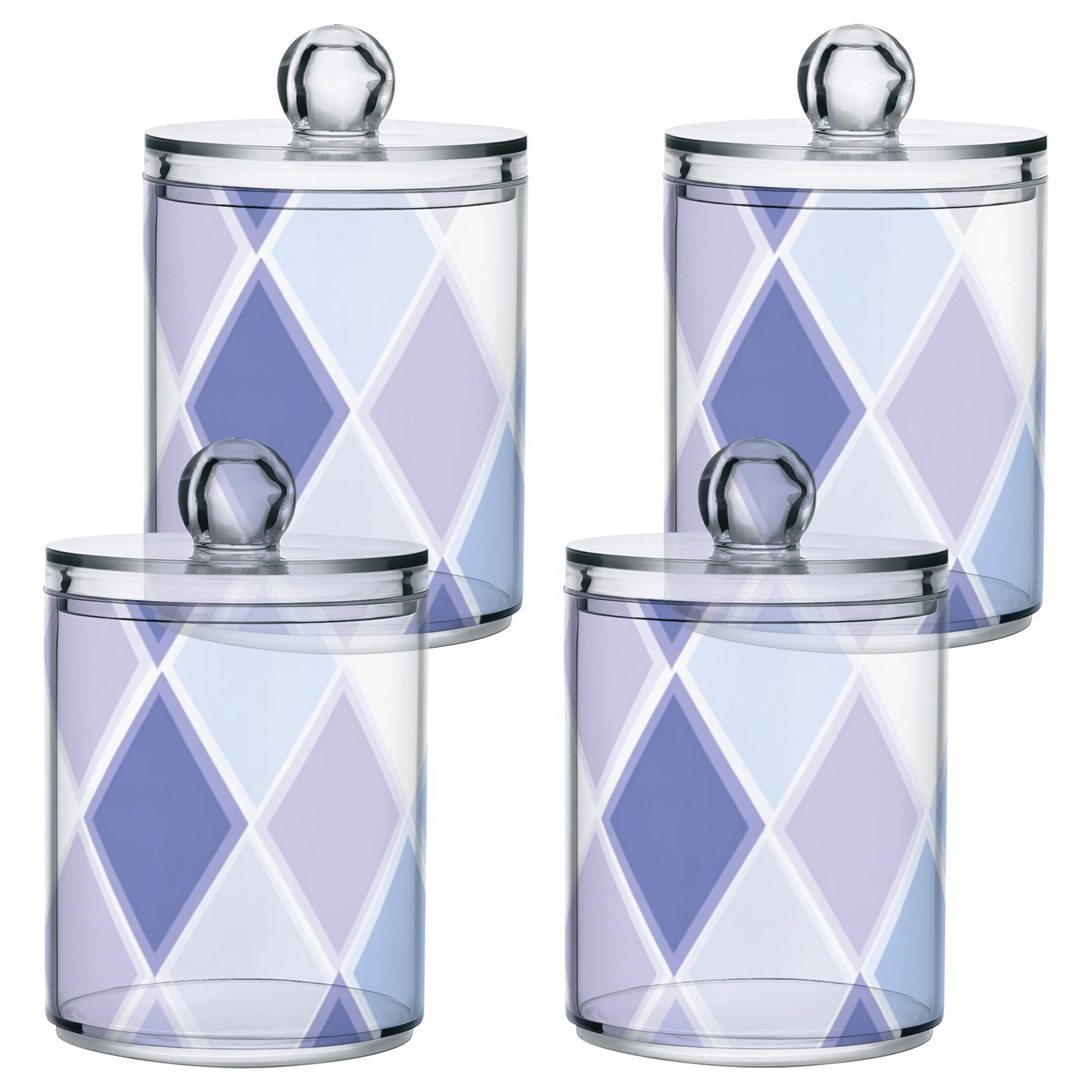 Blue Purple Rhombus Translucent Plastic Cans Storage Canisters with Lid ...