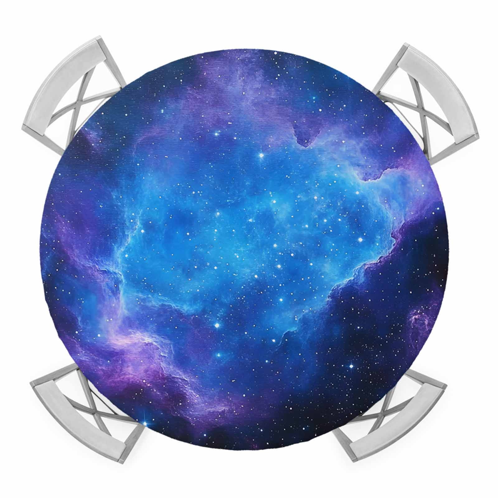 Blue Purple Round Tablecloth for 55-60 Inch Tables, Fitted Table Cover ...