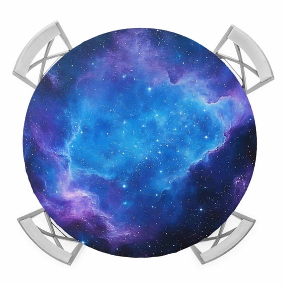 Blue Purple Round Tablecloth for 55-60 Inch Tables, Fitted Table Cover ...