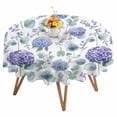 Blue Purple Round Tablecloth 60 inches Hydrangea Eucalyptus Leaves ...