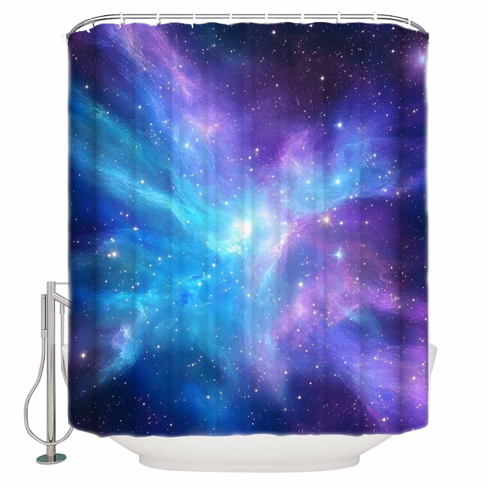 Blue Purple Sky Bathroom Shower Curtains with 12 Hooks Polyester ...