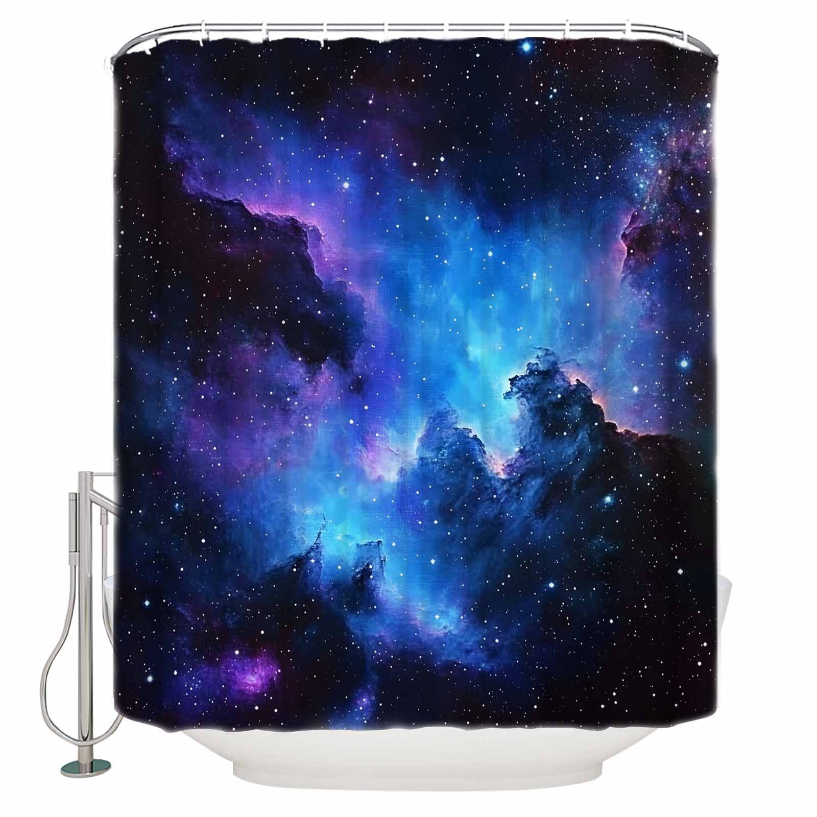 Blue Purple Sky Bathroom Shower Curtains with 12 Hooks Polyester ...