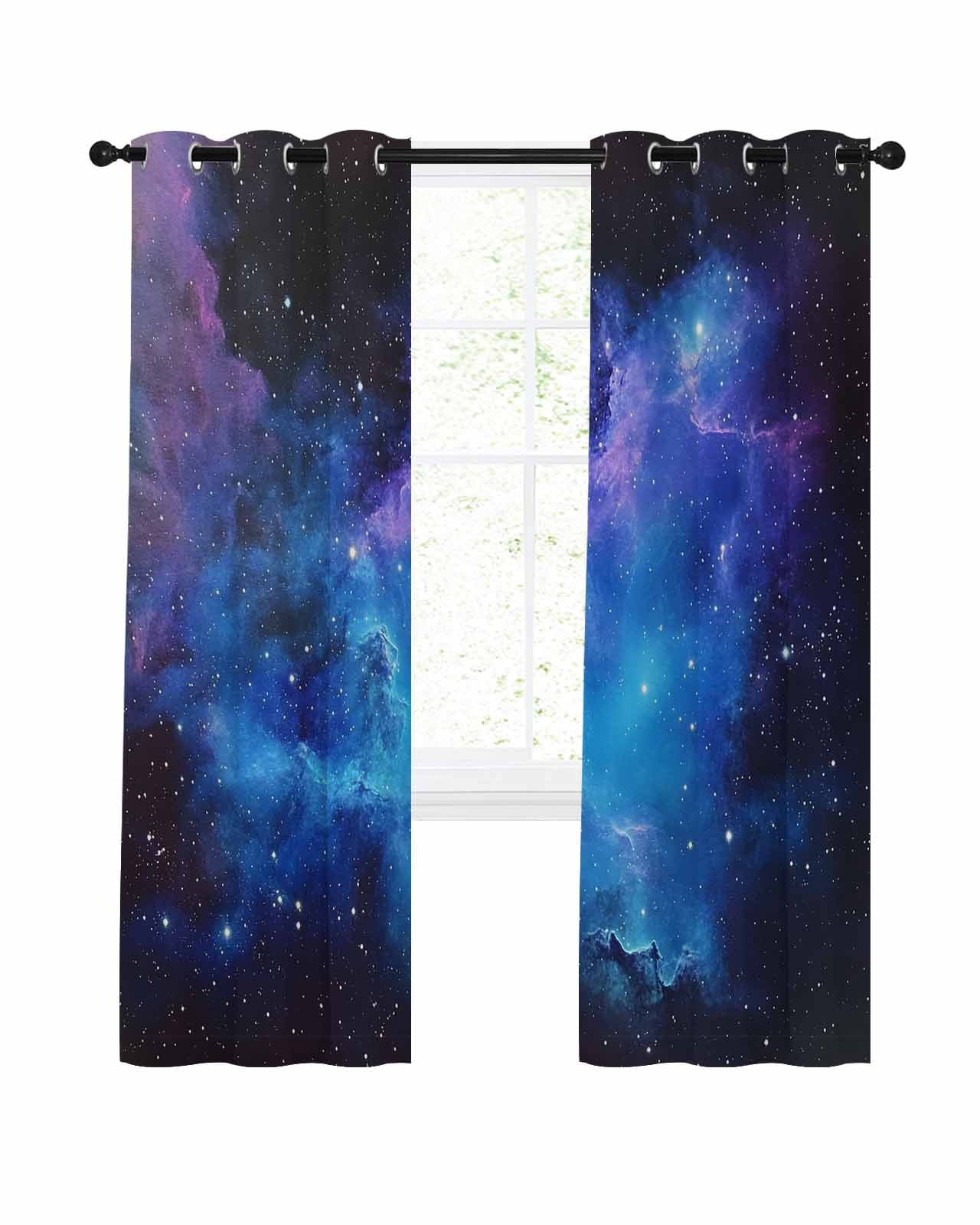 Blue Purple Sky Blackout Curtains 63 Inches Long for Bedroom, Abstract ...