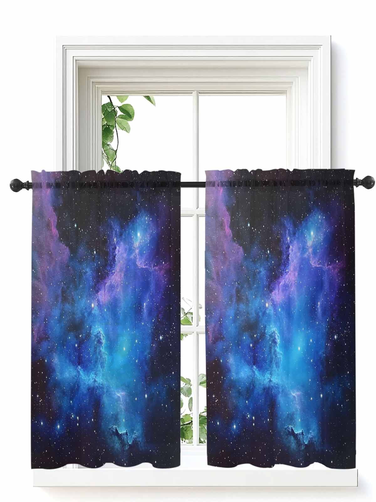 Blue Purple Sky Curtains 45 Inch Length, Sheer Curtains for Bedroom ...