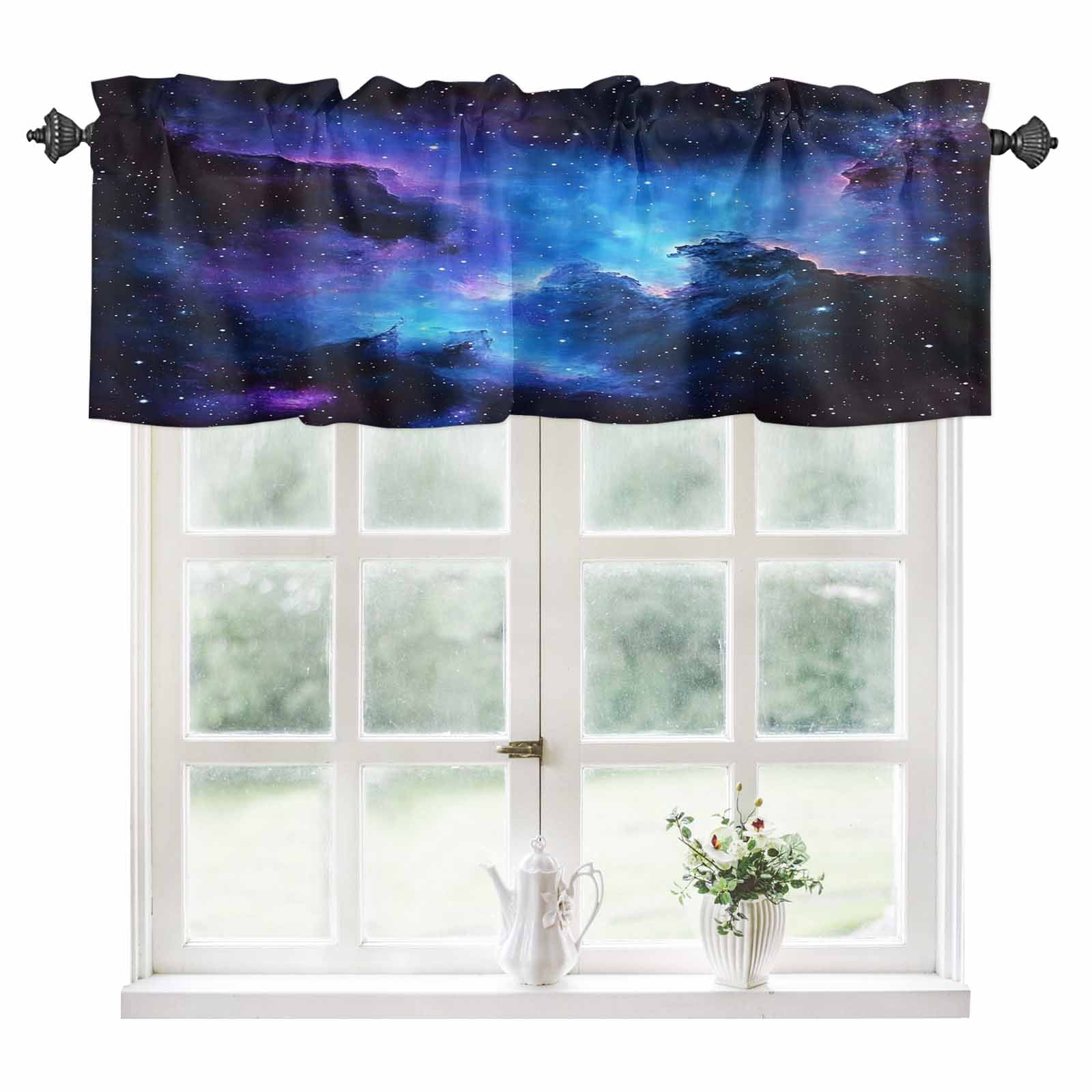 Blue Purple Sky Kitchen Valances for Windows 42x12 Inch Kitchen ...