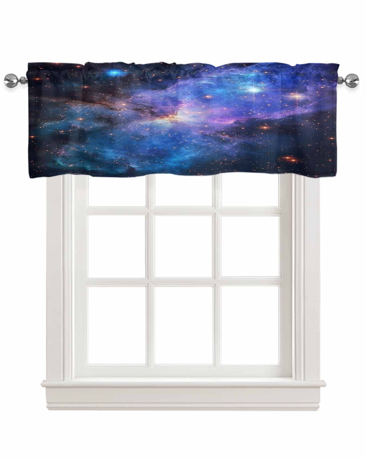 Blue Purple Sky Kitchen Valances for Windows Farmhouse Linen Window Valance Curtain for Living ...
