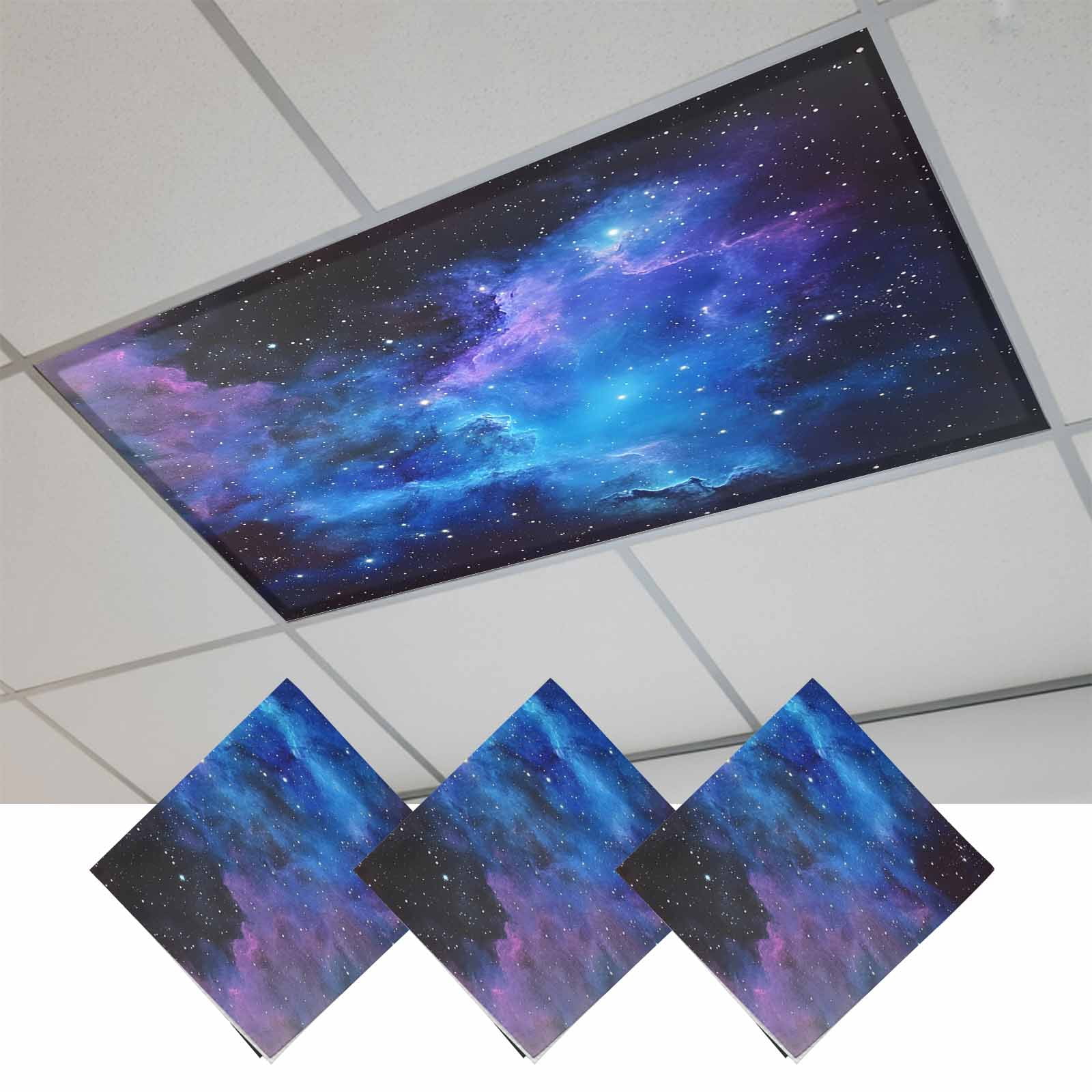 Blue Purple Sky Magnetic Fluorescent Light Covers for Ceiling Lights 2 ...