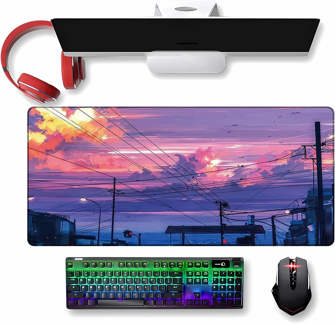 Blue-Purple Sky Mouse Pad XXL Extended Antenna Gaming Desk Pads ...
