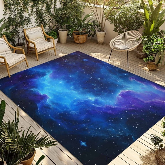 Blue Purple Sky Outdoor Rug 4x6 Ft - Reversible Patio Rug Outdoor ...